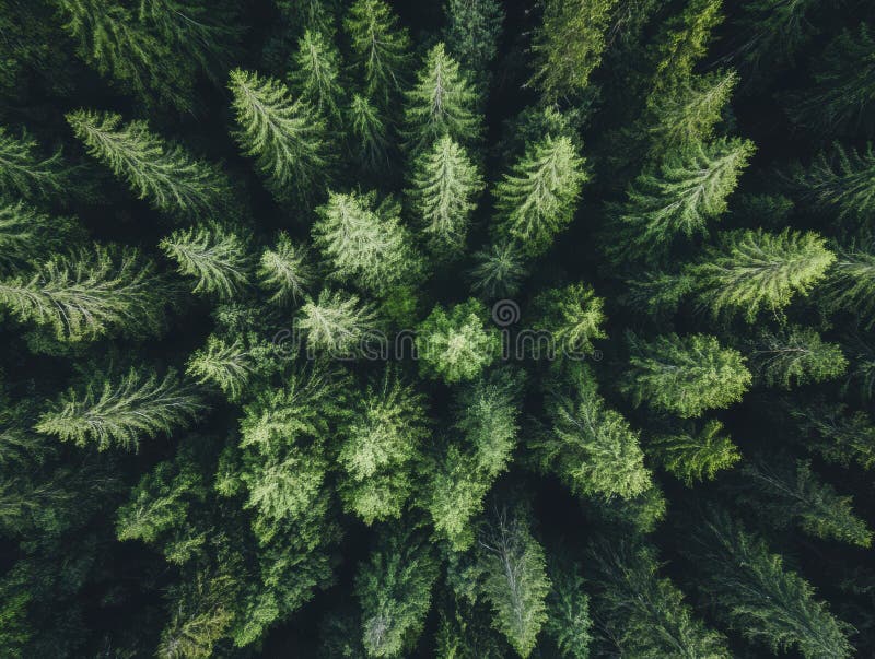 Aerial View of Circular Evergreen Forest Pattern Stock Illustration ...
