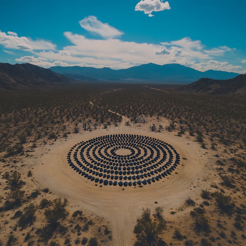 Aerial View of a Circular Formation of Rocks in the Desert Stock ...