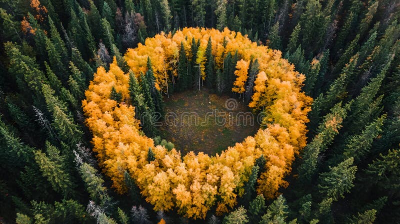 Aerial View of a Circular Grove of Autumn Trees. Stock Illustration ...