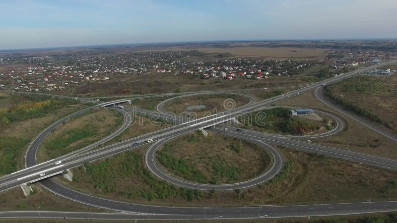 Aerial View of Circular Highway Interchange Stock Video - Video of ...