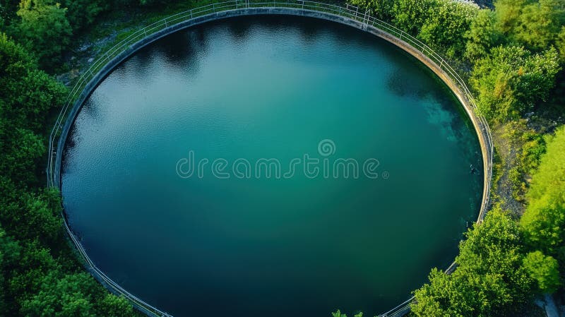 Aerial View of a Circular Lake Surrounded by Lush Greenery Stock ...