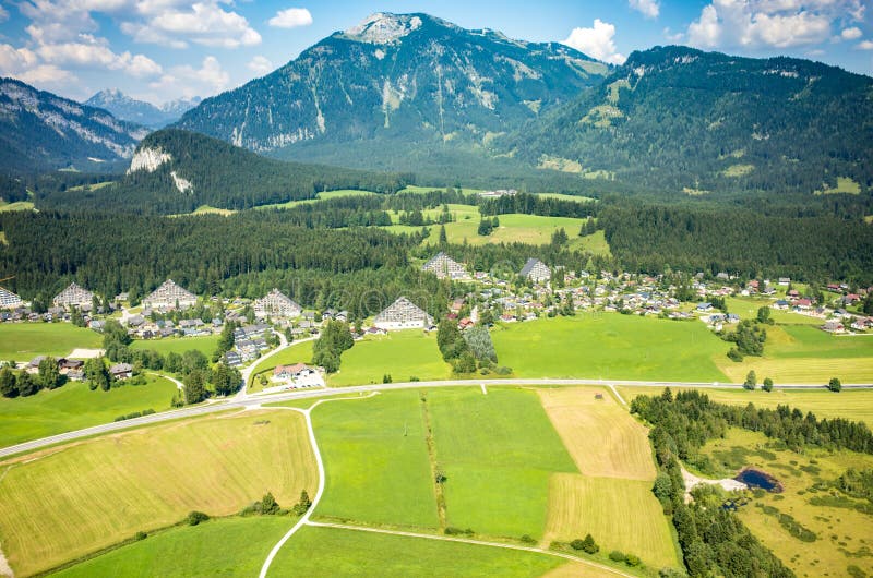 Aerial View on the City Alps Stock Photo - Image of aerial, forest ...