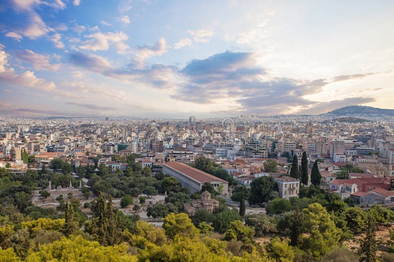 Aerial View of the City, Athens, Greece Stock Photo - Image of greece ...