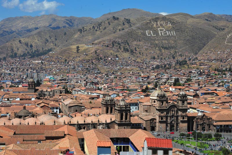 Aerial View of the City of Cuzco with Its Square and Cathedra Stock ...