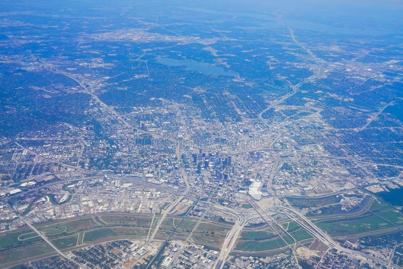 Aerial View of City of Dallas Stock Photo - Image of bank, industrial ...