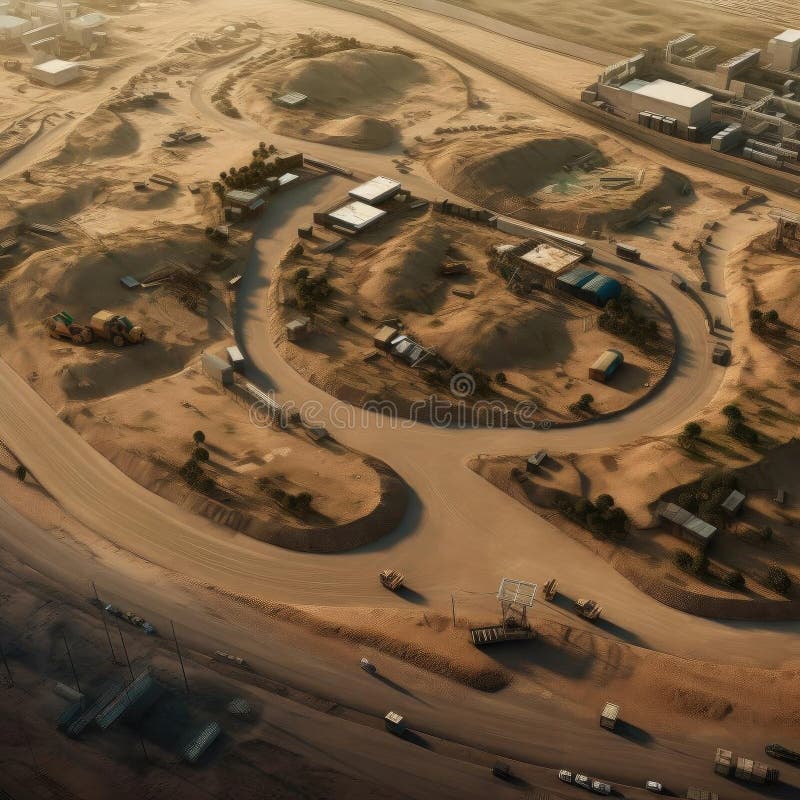 Aerial View of a City in the Desert Stock Illustration - Illustration ...