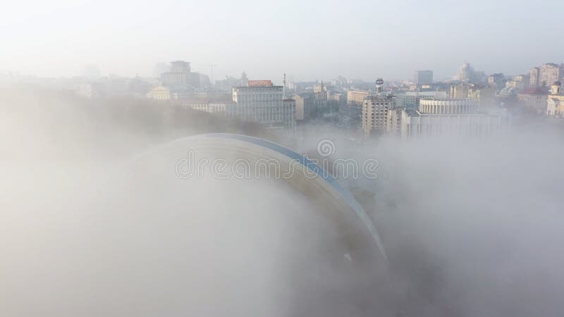 Aerial View of the City in the Fog. Stock Photo - Image of modern ...