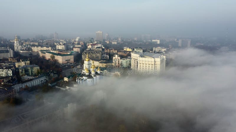 Aerial View of the City in the Fog. Stock Photo - Image of kiev ...