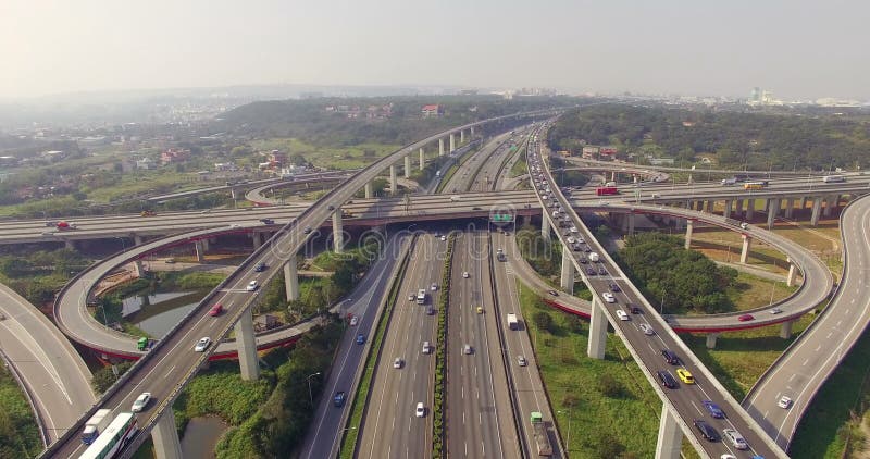 Highway Interchange in the Big City Aerial View. Stock Footage - Video ...