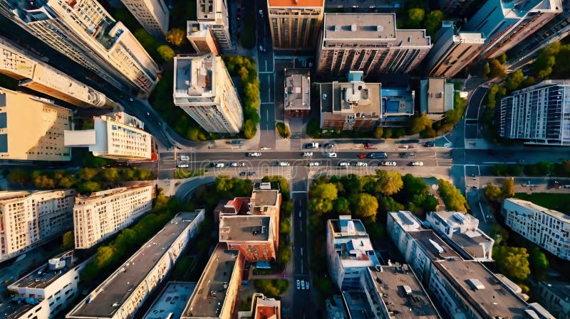 Autumnal Cityscape from Above Top-Down View Stock Illustration ...