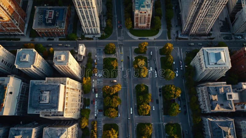 Autumnal Cityscape from Above Top-Down View Stock Illustration ...