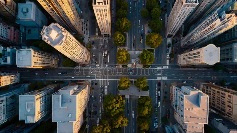 Autumnal Cityscape from Above Top-Down View Stock Illustration ...