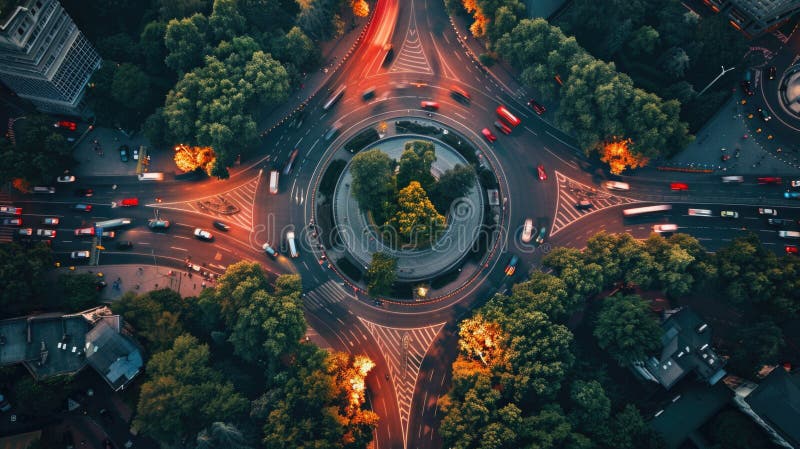Aerial View of a City Intersection at Night. Perfect for Urban Planning ...