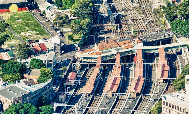 Aerial View of City Major Train Station Stock Photo - Image of ...