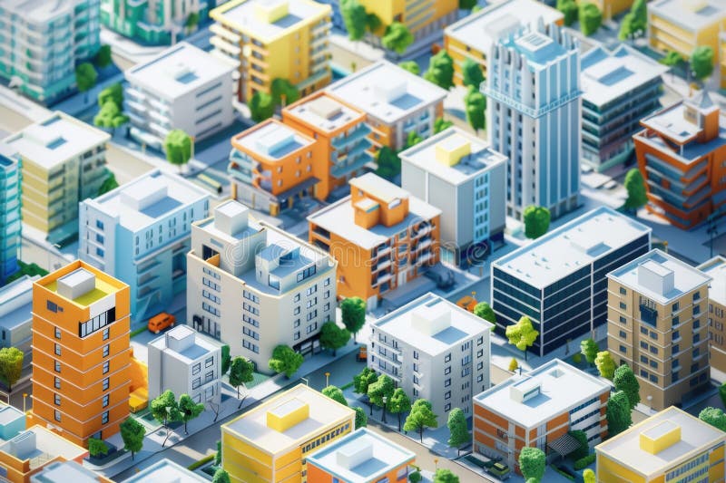 Aerial View of a City with a Multitude of Buildings. Suitable for Urban ...