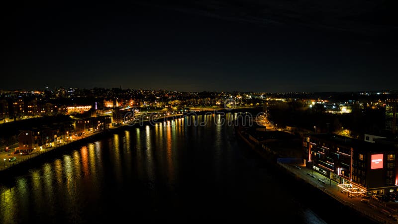 Aerial View of the City at Night Stock Image - Image of view, night ...