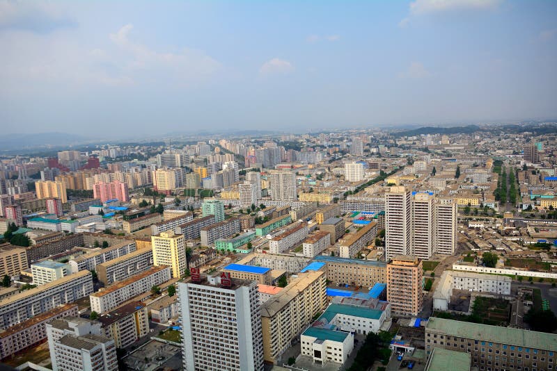 Aerial View of the City, Pyongyang, North-Korea Stock Image - Image of ...