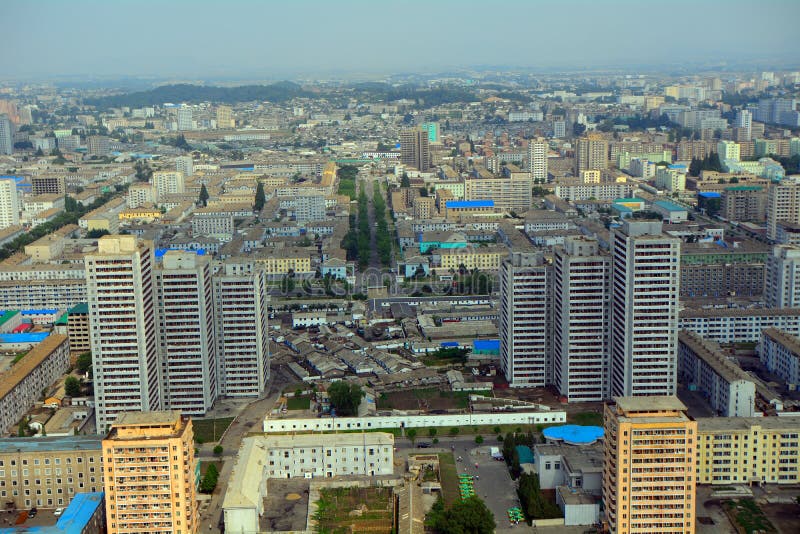 Aerial View of the City, Pyongyang, North-Korea Stock Image - Image of ...