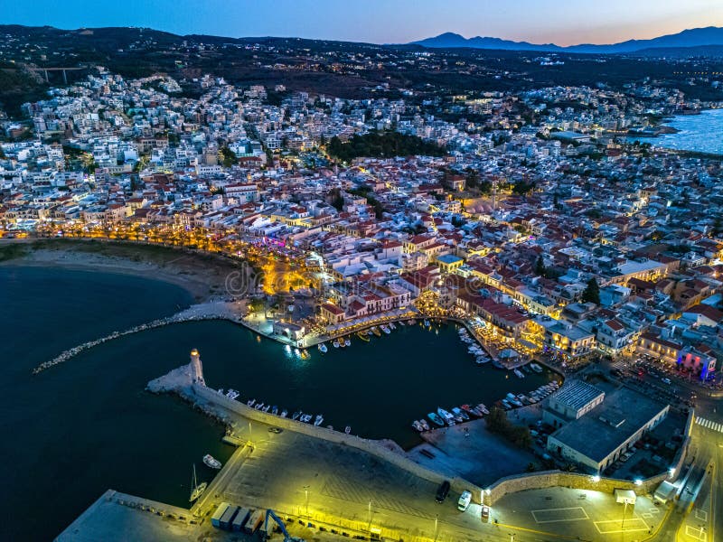 Aerial View of the City of Rethymno, Crete, Greece Stock Photo - Image ...