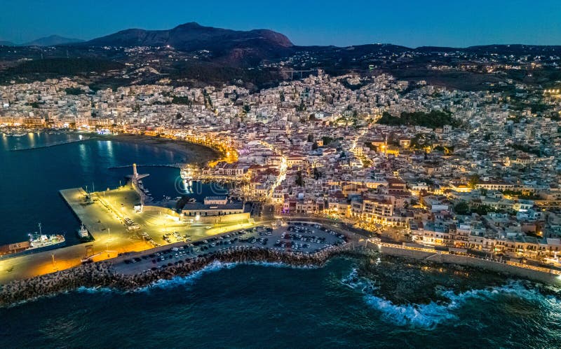 Aerial View of the City of Rethymno, Crete, Greece Stock Photo - Image ...