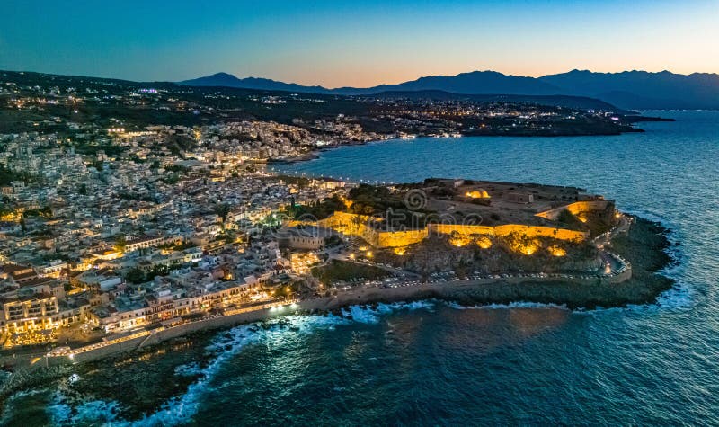 Aerial View of the City of Rethymno, Crete, Greece Stock Image - Image ...