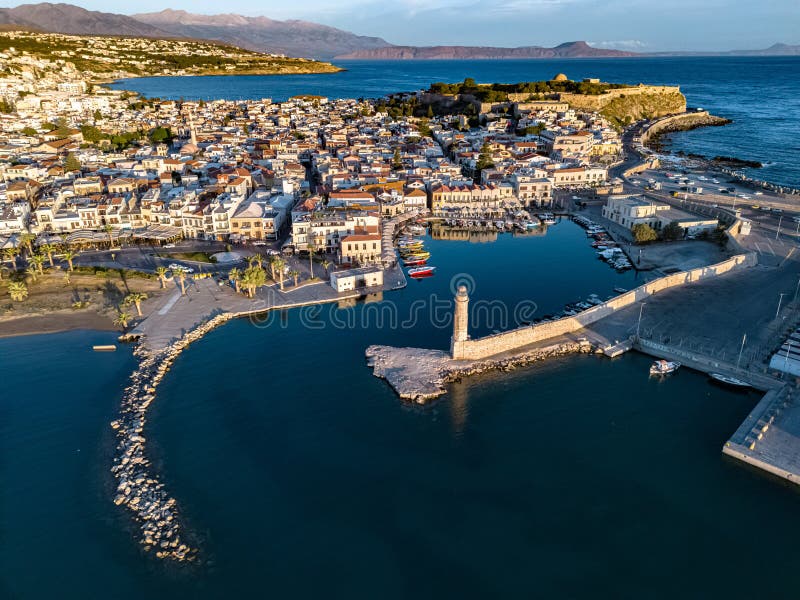 Aerial View of the City of Rethymno, Crete, Greece Stock Image - Image ...