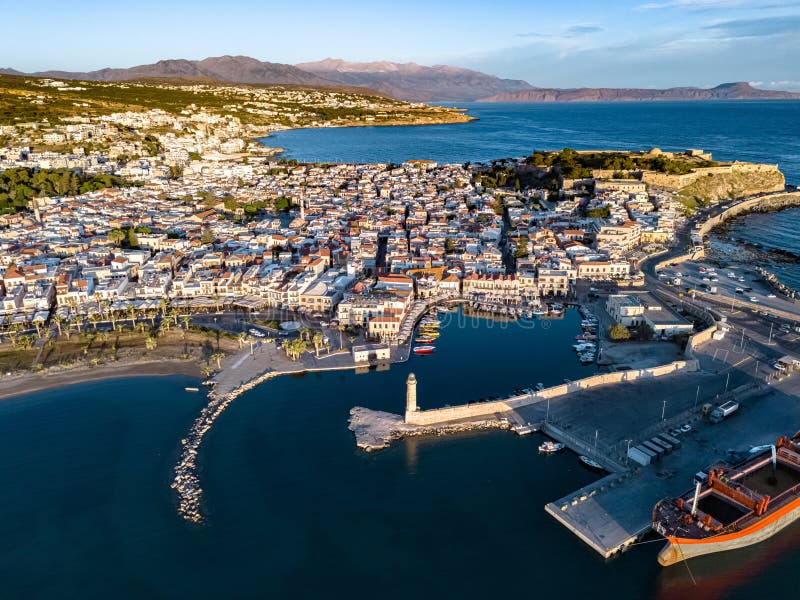 Aerial View of the City of Rethymno, Crete, Greece Stock Photo - Image ...