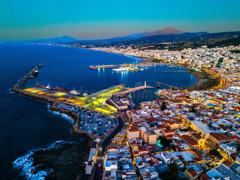 Aerial View of the City of Rethymno, Crete, Greece Stock Image - Image ...
