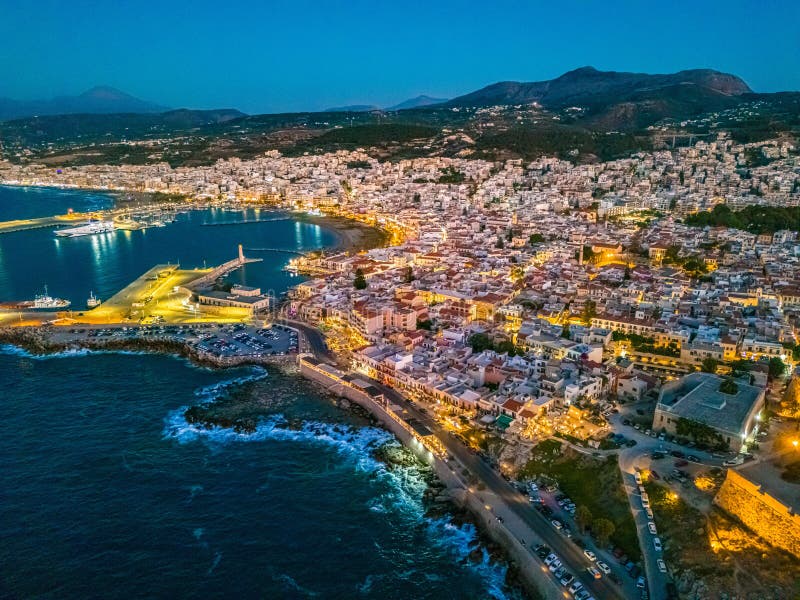 Aerial View of the City of Rethymno, Crete, Greece Stock Image - Image ...