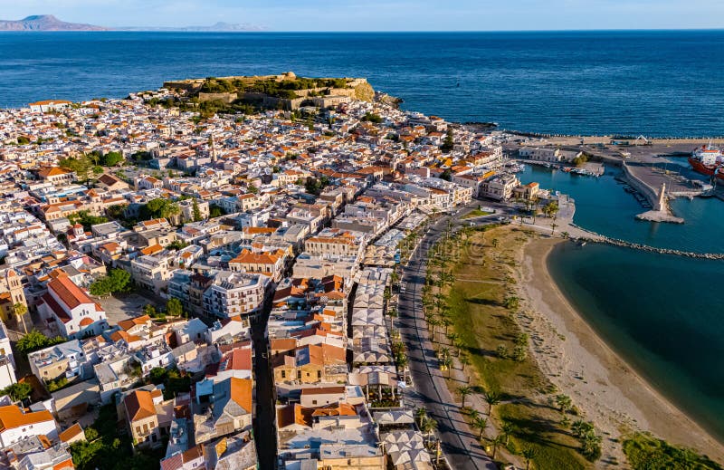 Aerial View of the City of Rethymno, Crete, Greece Stock Photo - Image ...