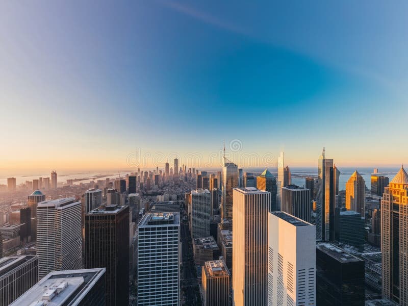 Aerial View of City Skyline and Buildings. Stock Image - Image of view ...