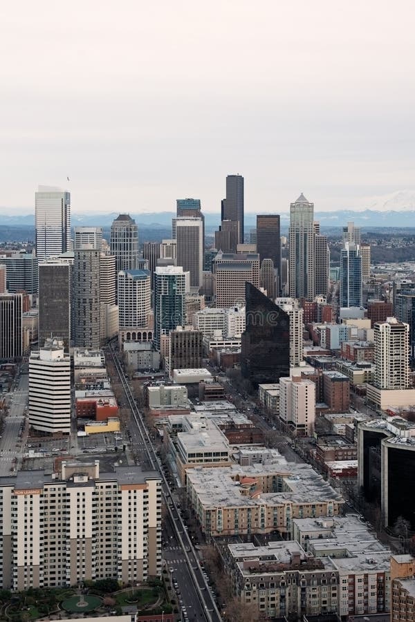 Aerial View of City Skyline and Mountains Stock Photo - Image of state ...