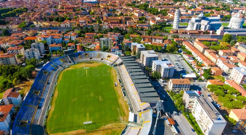 Aerial View of City Stadium in Pisa with Square of Miracles Stock Photo ...