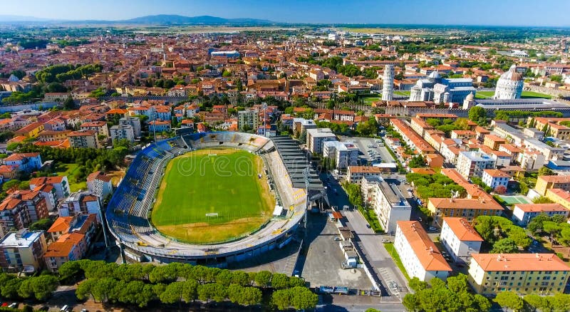 Aerial View of City Stadium in Pisa with Square of Miracles Stock Image ...