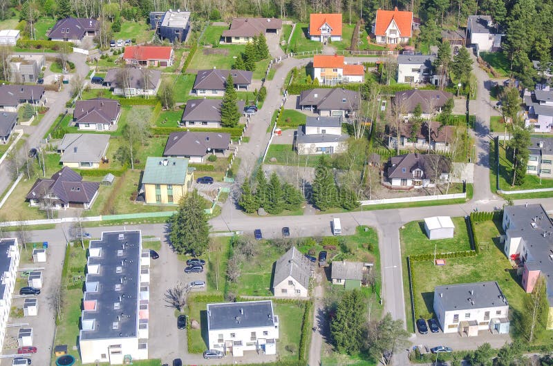 Aerial View of City Suburbs Stock Image - Image of apartment, property ...