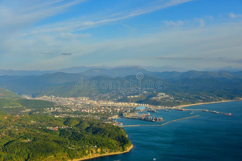 Aerial View of the City of Tuapse and the Black Sea Stock Image - Image ...