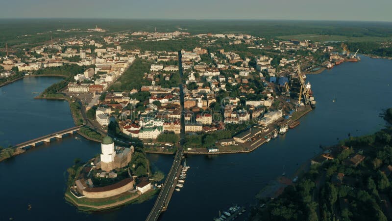 Aerial View of the City of Vyborg and the Vyborg Castle, Russia Stock ...
