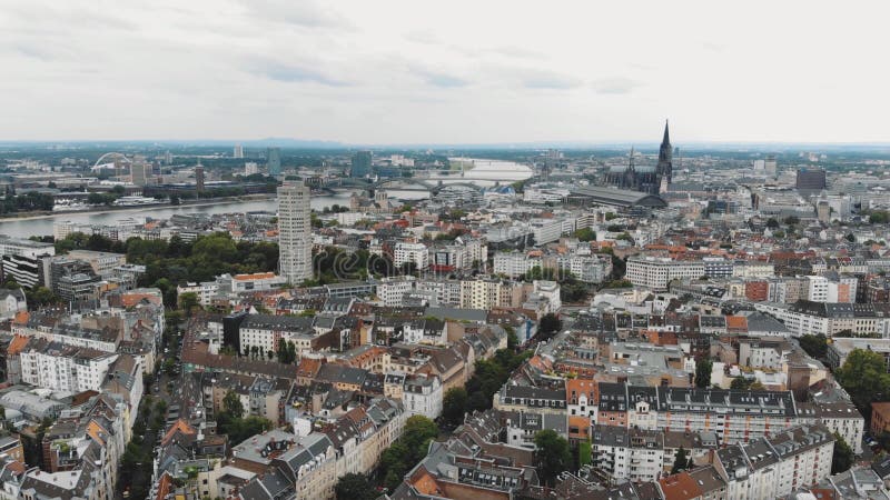 Aerial View Cityscape of Cologne, Germany with Light Sky on the Horizon ...