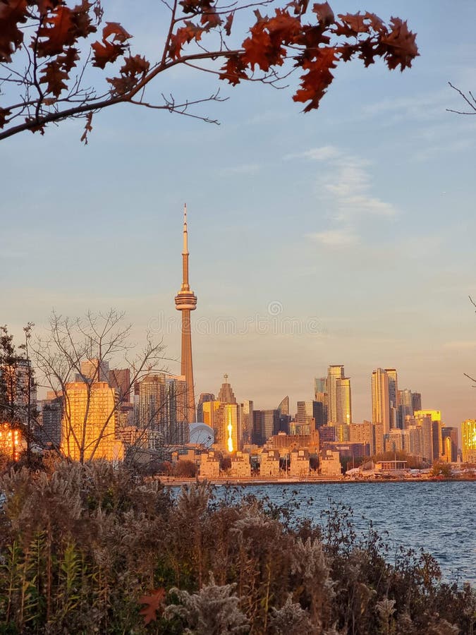 Aerial View of Cityscape Toronto Surrounded by Buildings during Sunset ...