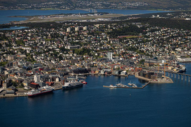 Aerial View of the Cityscape of Tromso, Norway Stock Photo - Image of ...