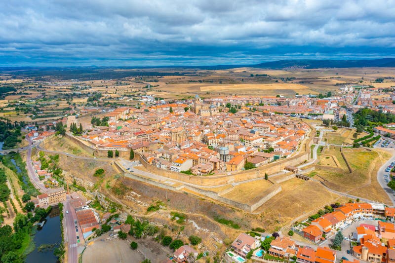 Aerial View of Ciudad Rodrigo in Spain Stock Photo - Image of cloudy ...
