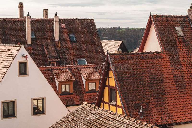 Aerial View of a Classic European Village with Quaint Rooftops Stock ...