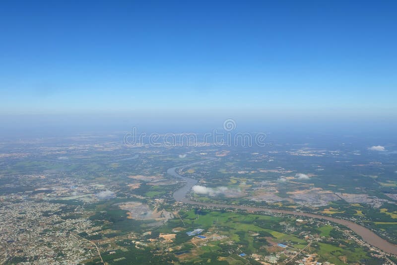 Aerial View, Clear Blue Sky Stock Photo - Image of industrial, earth ...
