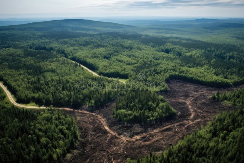 Aerial View of Clear-cut Forest Area Stock Image - Image of view ...