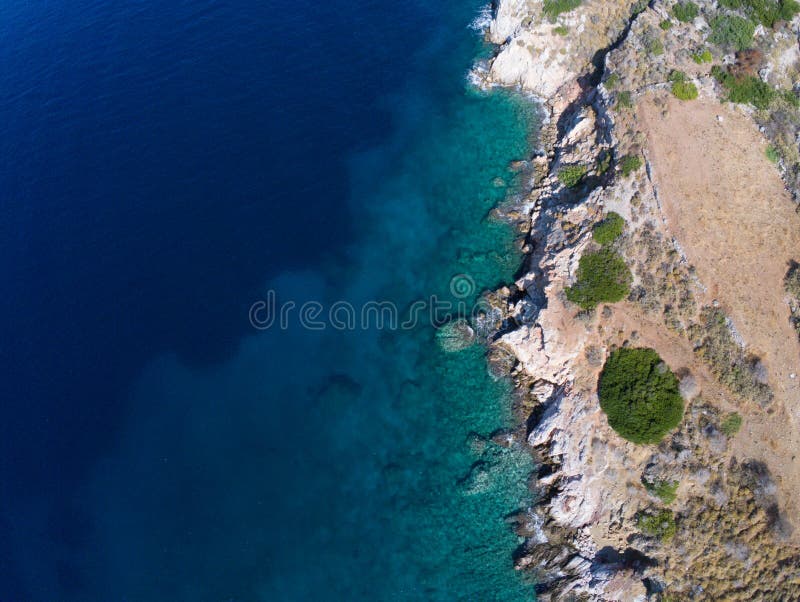 Aerial View of Cliff and Beach in Hydra Island Stock Image - Image of ...