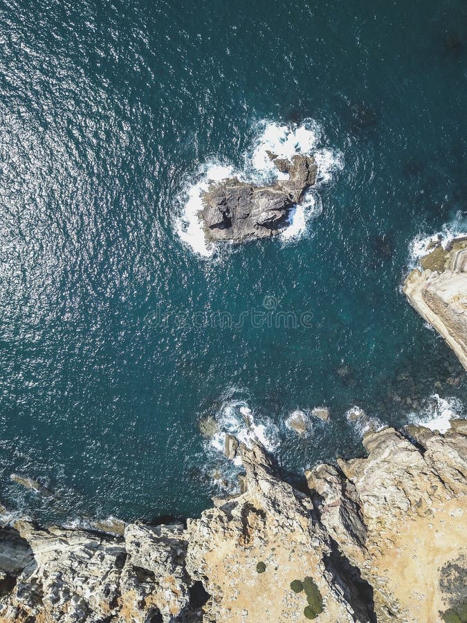 Aerial View of the Cliffs and the Calm Sea on a Sunny Day Stock Image ...
