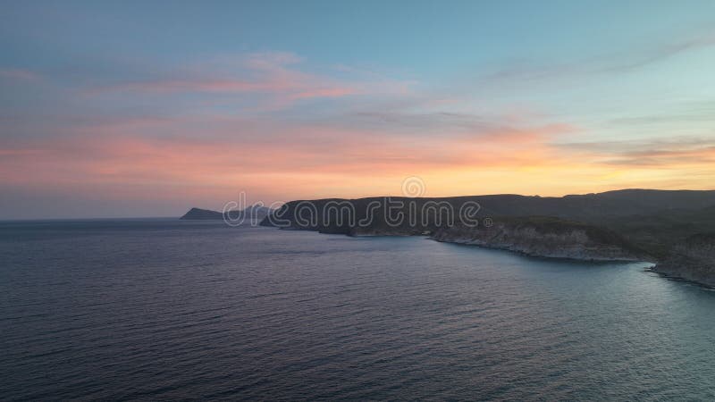 Aerial View of Cliffs Overlooking the Ocean at Sunset Stock Image ...