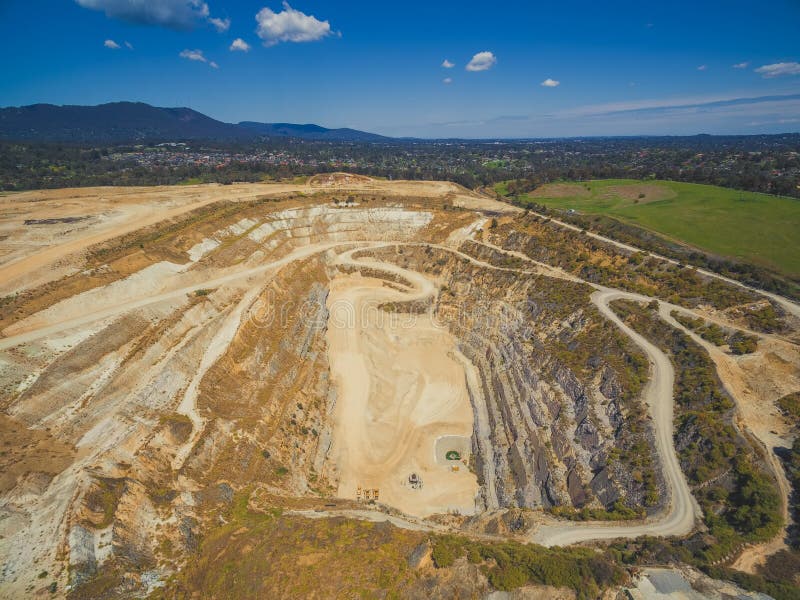 Aerial View of Closed Mine Pit and Mountains. Stock Image - Image of ...