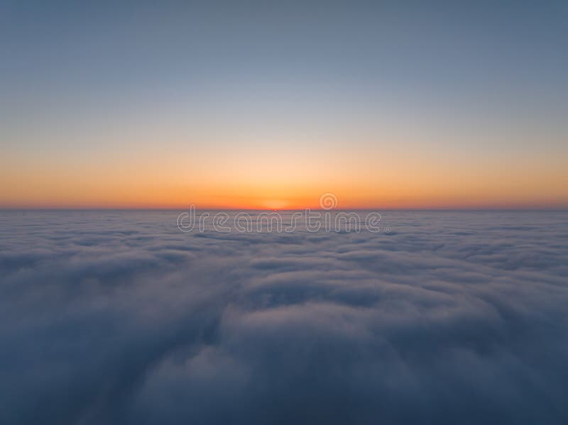 Aerial View of the Clouds with the Sunset. Stock Image - Image of light ...