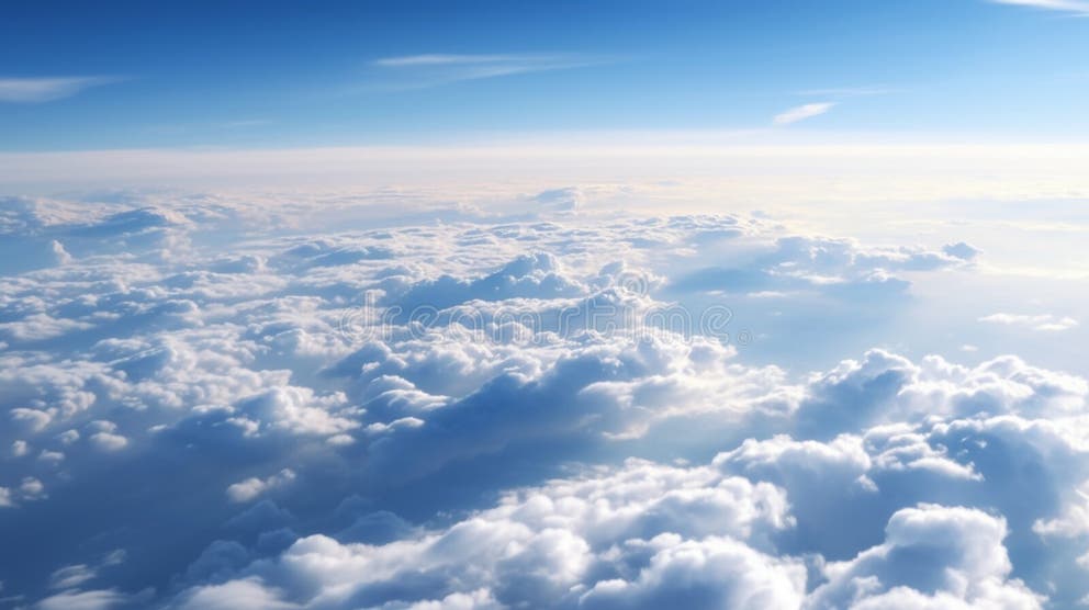 Beautiful Aerial View Above Clouds. Panoramic View Above Clouds. Stock ...